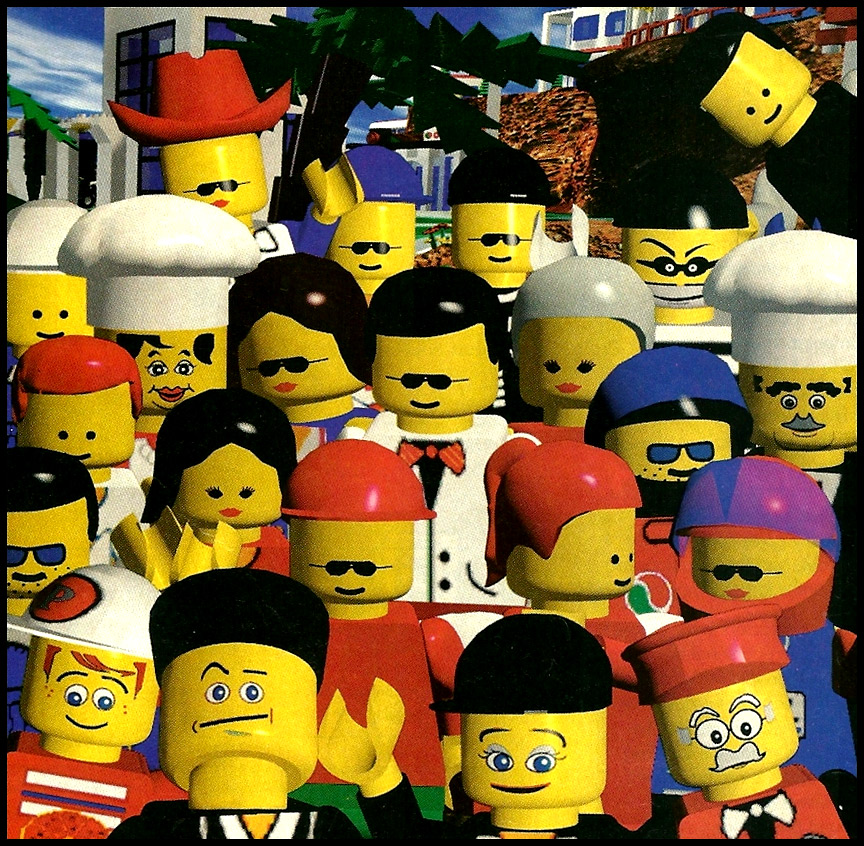Some of the characters on LEGO Island